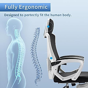 Naudhenm Office Chair Mid Back Swivel Lumbar Support Desk Chair,Computer Gaming Chair with Comfortable Armrests, Mesh Desk Chairs with Wheels, Swivel Computer Task Chair (White)