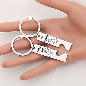 Dinosaur Couple Gift Dinosaur Puzzle Keychain Set Dino Fans Gift BFF T Rex Dinosaur Gift (Hug me I'm Trying set)