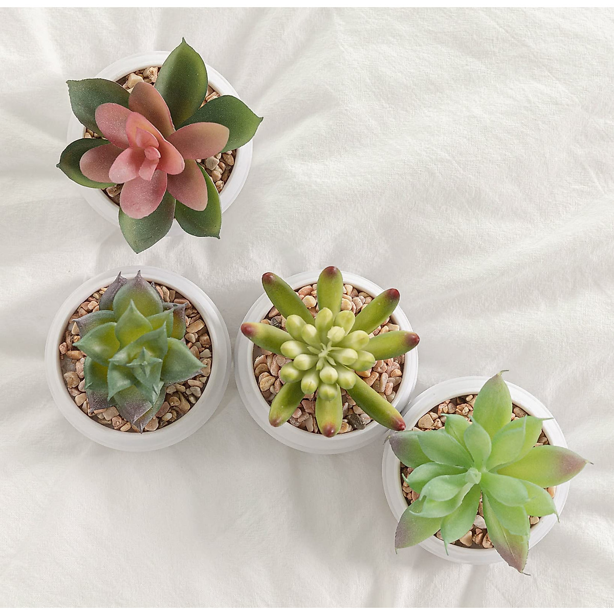 GOODSDECO Artificial Succulent Plants in Pots, Fake Plants for Indoors, Home Garden Decor, Cactus Plants Artificial, Fake Cacti, Faux Succulents, Set of 4