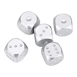 6 Sided Metal Dice Set, Dice Set with Storage Box Table Game Poker Games Dice Accessory (Silver Rectangular Box)
