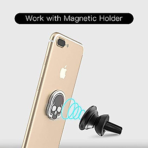 homEdge Cell Phone Skull Ring Grip, Set of 4 Packs 360° Adjustable Finger Ring Holder, Suitable for Magnetic Car Mount Kickstand for Cell Phone-Black and White