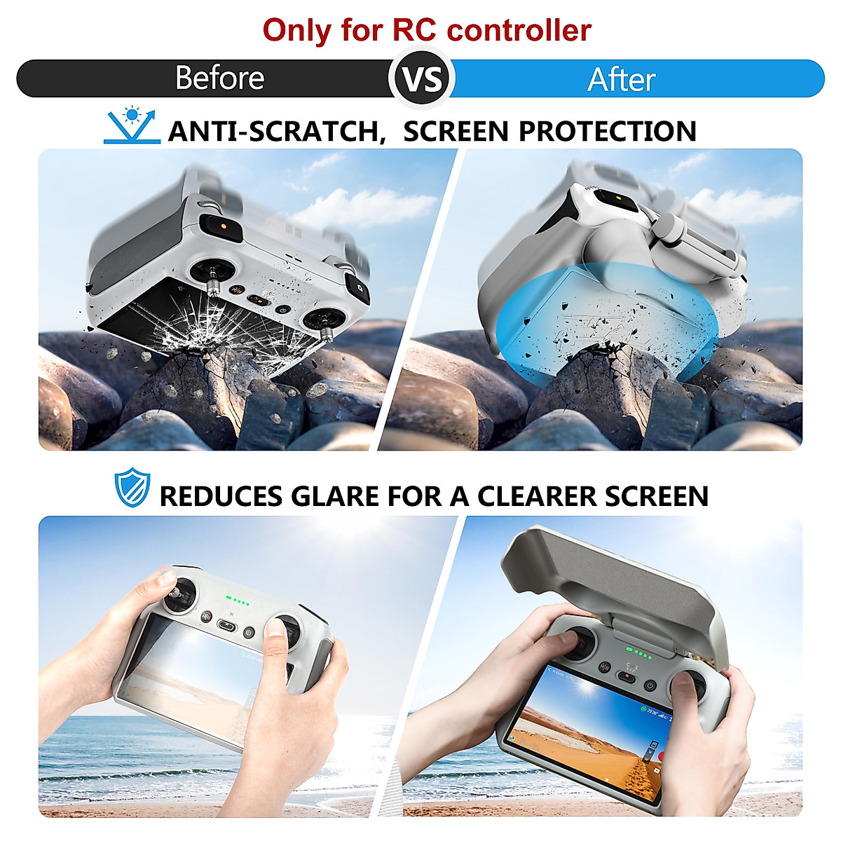 STARTRC Mini 3 2 in 1 Sun Hood, RC Joysticks Protector Sunshade for DJI Mini 3 Pro/Mini 3/Air 2S/Mavic 3 Classic/Mavic 3 Pro RC Remote Controller Full Screen Protection Accessories(Only for RC)