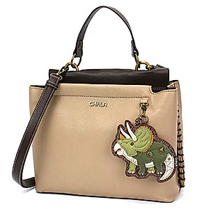 CHALA Charming Satchel with Adjustable Strap - Triceratops - Taupe