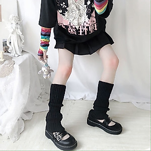 ZQFFB Leg Warmers Kawaii Black White Goth Stacked Leg Warmer of Japanese Style for Women 80s Party Sports Y2k Fashion