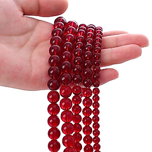 Smooth Garnet Red Glass Crystal Round Loose BeadsFor Jewelry Making DIY Bracelet Necklace Accessories 8mm 51pcs 15" Strand (Garnet Red Glass, 8mm)