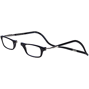 Clic Magnetic Reading Glasses (Expandable), Adjustable Temple Computer Readers, Original Expandable, (M-XL, Black, 1.75 Magnification)