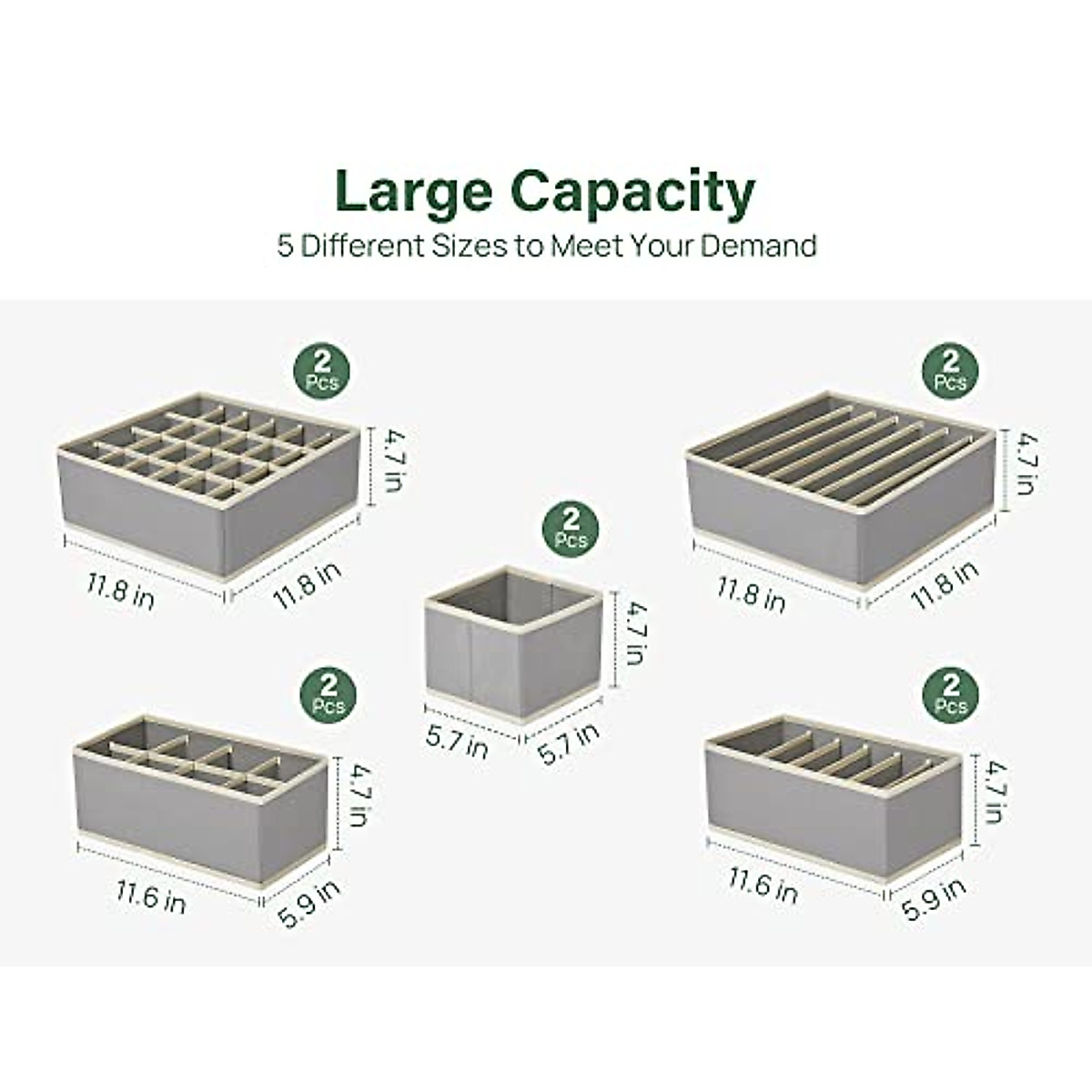 Kootek 10 Pack Drawer Organizers for Clothing, 92 Cell Dresser Organizer Socks Underwear Organizer Fabric Foldable Dividers Closet Organizers and Storage Boxes for Baby Clothes, Bra, Ties, Scarf