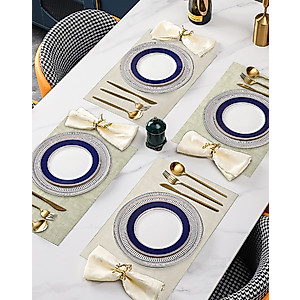 SUEH DESIGN Leather Placemats Set of 6 Reversible Table Mats Heat Resistant Waterproof No-Slip Place Mats for Dining Table Kitchen Parties