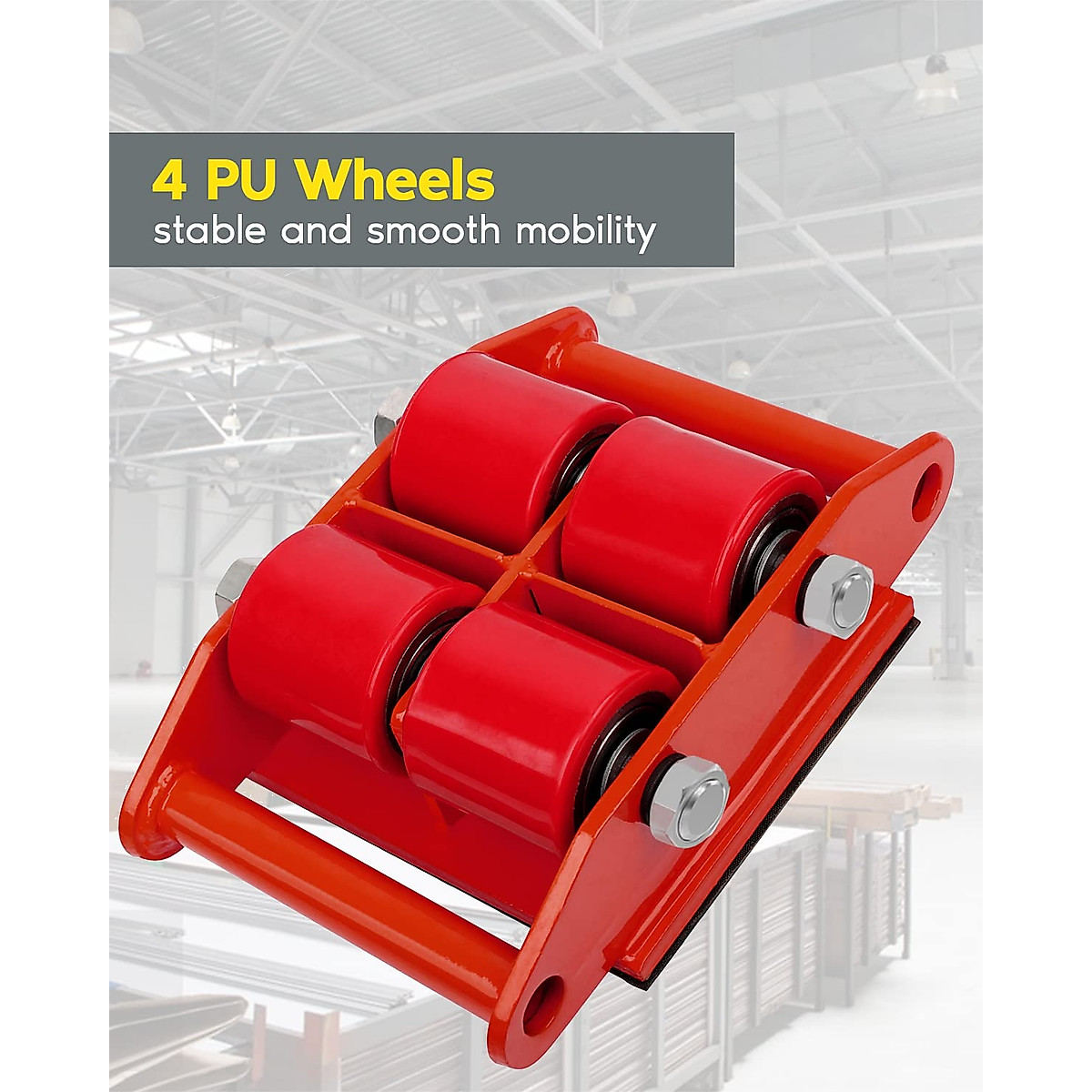 GCCSJ 6T Machinery Skate Dolly, 13200lbs Machinery Moving Skate Machinery Mover Skate with 360° Rotation Cap, Dolly Machinery Skate for Industrial Moving Equipment