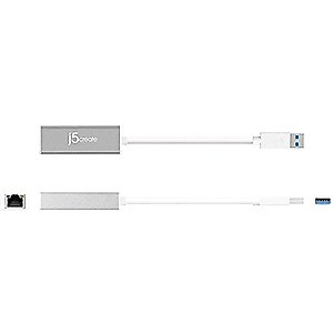 j5create USB 3.0 to RJ45 Gigabit Ethernet Adapter, 10/100/1000 Ethernet LAN Network Adapter for Mac, Windows 11/10/8.1/7, Chrome OS, Desktop, Laptop (JUE130)