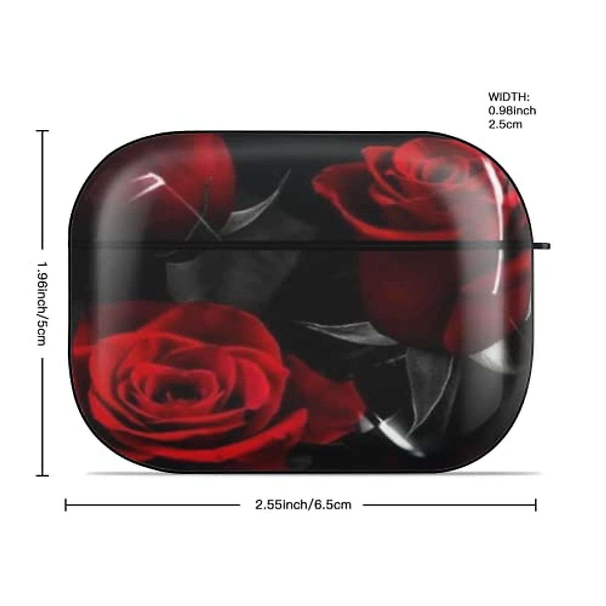 Case Cover for AirPods Pro Red Rose and Black Leaf Flowers Full Body Protection Case Earphone Earset Case Hard PC Cover