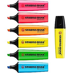 STABILO BOSS Original Highlighter Pens Highlighter Markers - Bumper Pack of 7 - Neon