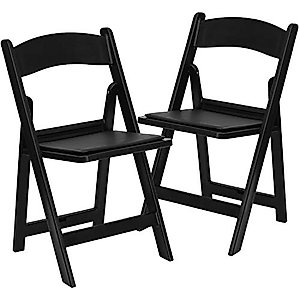 Flash Furniture Hercules Series Folding Chair - Black Resin - 2 Pack 800LB Weight Capacity Comfortable Event Chair - Light Weight Folding Chair
