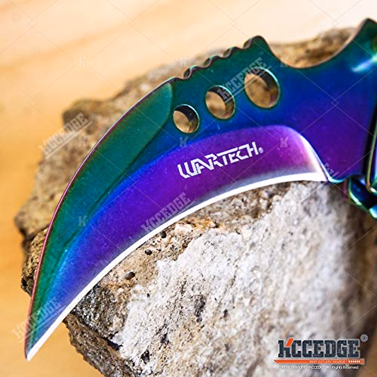 KCCEDGE BEST CUTLERY SOURCE Pocket Knife Camping Accessories Survival Kit 5 Inch Grim Reaper Scythe Tactical Knife Hunting Knife Camping Gear 78524 (Rainbow)