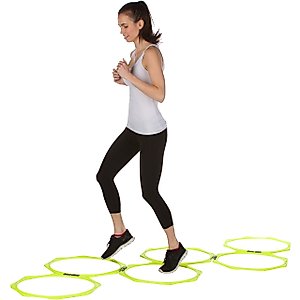 Trademark Innovations 24" Hexagonal Speed & Agility Training Rings - Set of 6 with Carry Bag (Yellow)