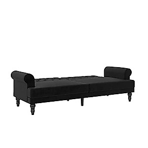 Novogratz Cassidy Upholstered Futon, Black Velvet