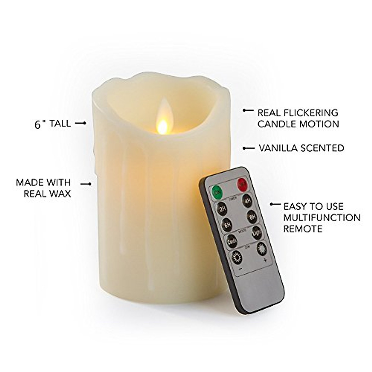 Bello Luna 5.9in LED Wickless Candle Tear Wave Shaped Rechargeable and Environmental Flickering Candle with Remote Control