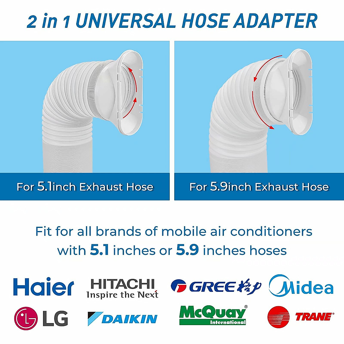 ZOOI 5.1"/5.9" Diameter Portable Air Conditioner Window Kit, Sliding AC Vent Kit for Exhaust Hose,20"-55" Length Universal Window Seal Kit, Adjustable AC Kit PVC Seal for Sliding Window