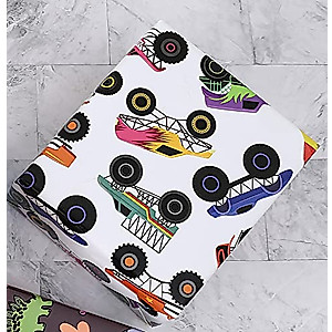 U'COVER Birthday Gift Wrapping Paper for Boys Kids Girls Baby Shower Wrapping Paper Roll 3 Styles Cartoon Dinosaur Monster Car for Holiday Anniversary