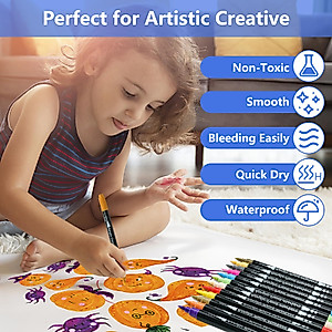 24 Colors Dual Tip Acrylic Paint Pens Markers, Permanent Markers for Kids, Liquid Chalk Markers, Washable Fabric Paint Markers, Rock Painting Kit, DIY Crafts Making Art Supplies
