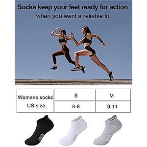 Gpooy Womens Cushioned Ankle High Running Athletic Low Cut Sports Cotton Socks 6-Pairs Multicolor 9-11