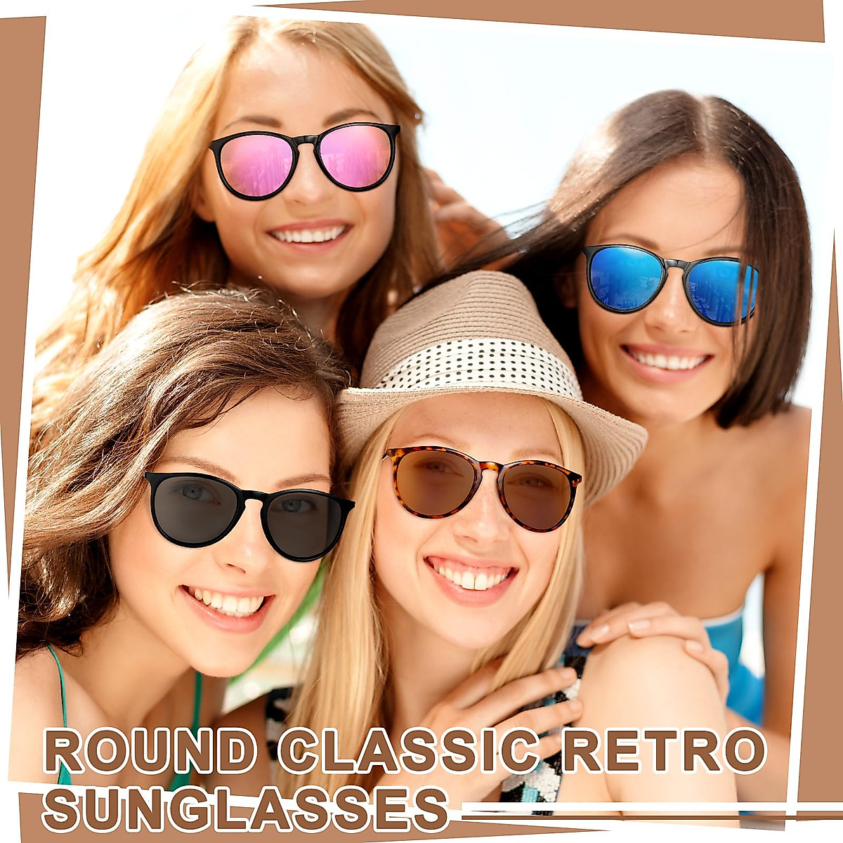 HEQU 4Pairs Vintage Round Sunglasses for Women Men Fashion Ladies Sunglasses Classic Retro Trendy Lightweight Circle Frame Sun Glasses UV400 Protection