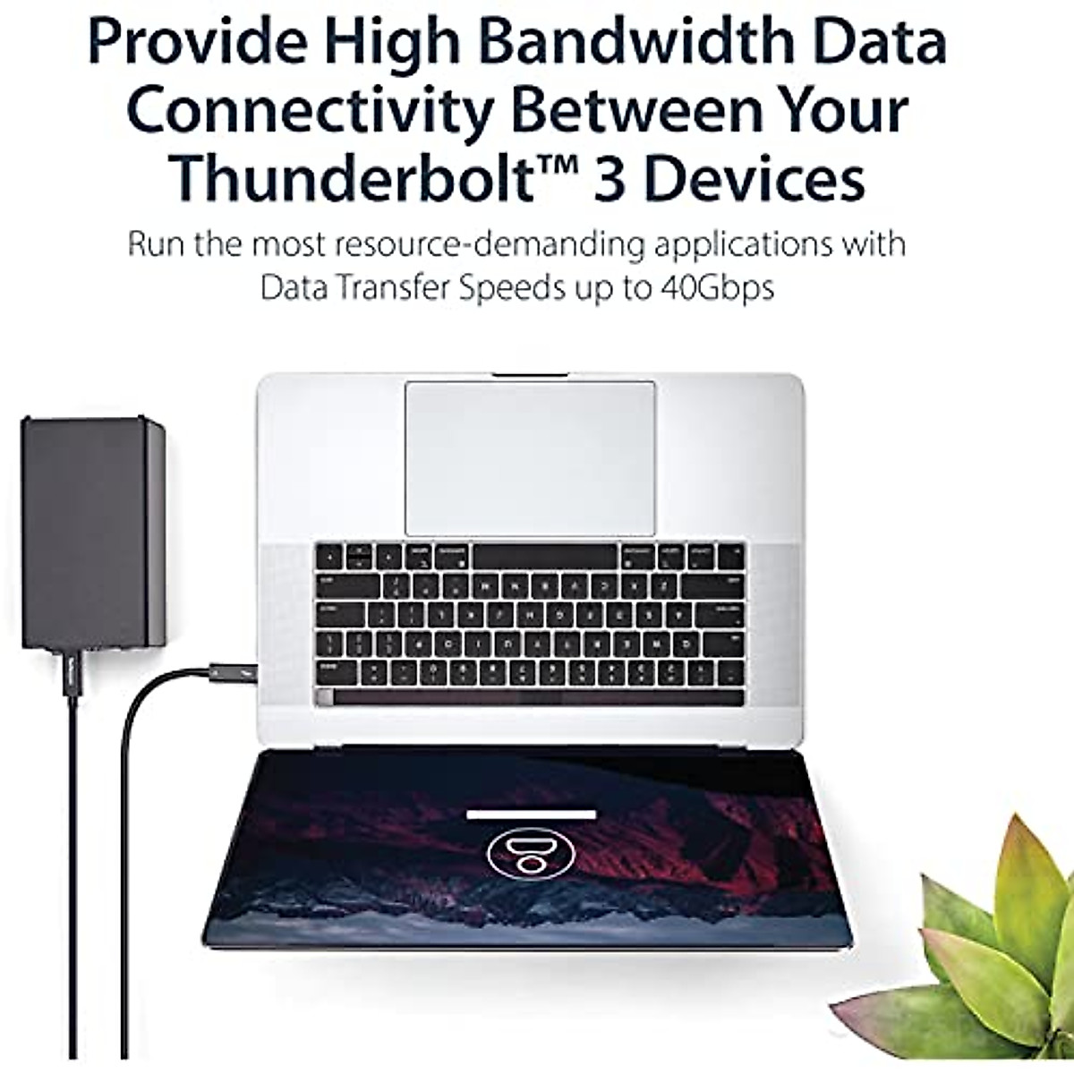StarTech.com Thunderbolt 3 Cable - 6 ft / 2m - 4K 60Hz - 40Gbps - USB C to USB C Cable - Thunderbolt 3 USB Type C Charger (TBLT3MM2MA)