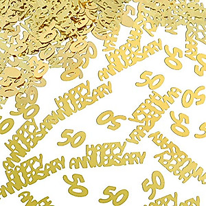 Gejoy 4 Bags Gold 50th Anniversary Confetti Glitter Confetti Table Decorations for 50th Anniversary Wedding Party Decoration