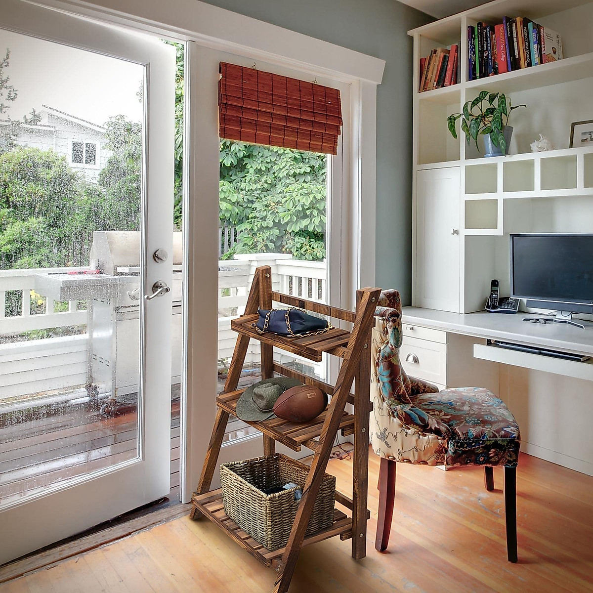 Yaheetech Folding Plant Stand Wooden Foldable Plant Shelf 3-Tier Flower Pot Stand Plants Display Shelf Rack Ladder Garden Indoors Outdoors 23.6 x 15 x 36.6in