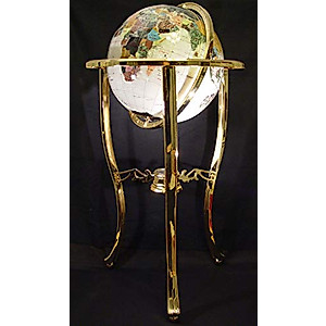 Unique Art 36-Inch by 13-Inch Floor Standing Pearl Ocean Gemstone World Globe with Gold Tripod