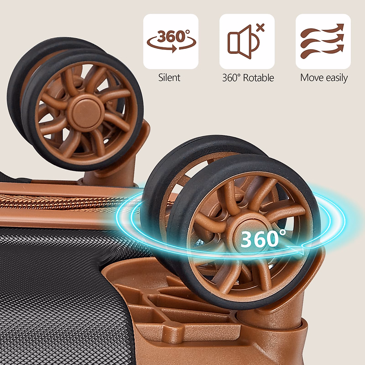 Joyway Carry on Luggage 20 Inch Suitcases with Spinner Wheels, Hard Shell Luggage Sets 3 Piece Travel Suitcase Set with Combination Lock(20-In, Black Brown)