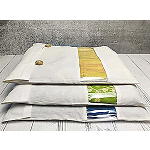 Clarkia Reusable Cotton Saree Cover Set of 12 with see through window big size for Storage, Wardrobe Organizer bags saree bags cotton (16x14 inch, Beige)