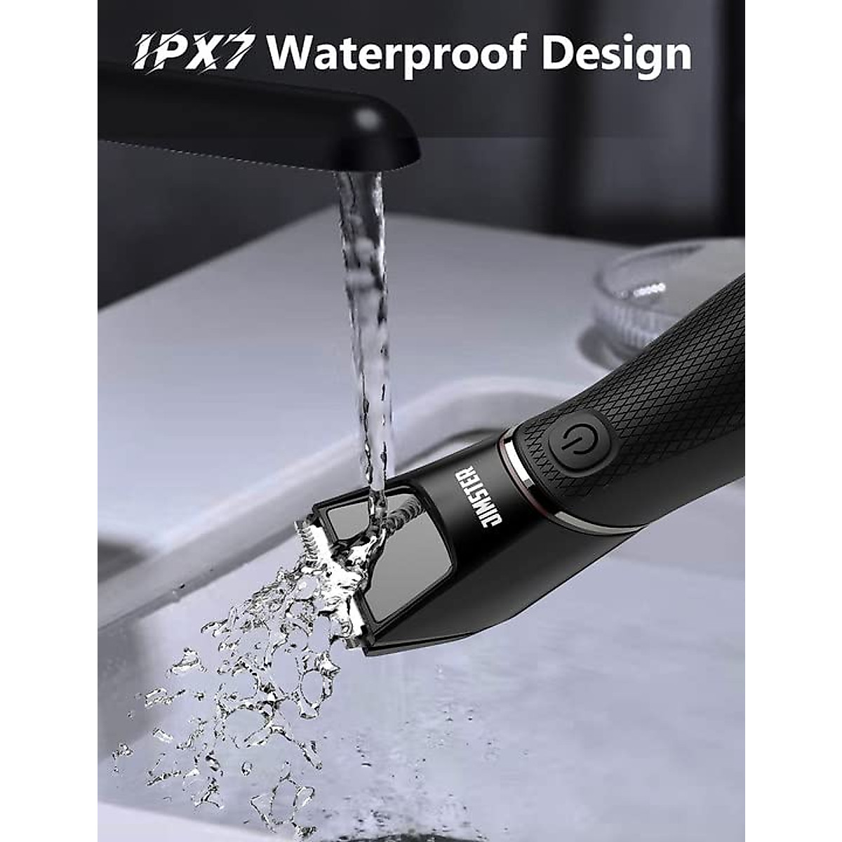 Body Trimmer for Men, [No Nicks, No Cuts] Electric Groin Hair Trimmer, No-Nick Guides Ceramic Blade Heads, Waterproof Wet Dry Clippers for Body, Cordless Male Pubic Trimmer with Lighting Mirror