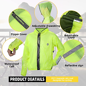ROCKBROS Cycling Rain Jacket for Men Bike Pants 100% Waterproof Cycling Suit Breathable Cycling Jacket Pants for Heavy Rain