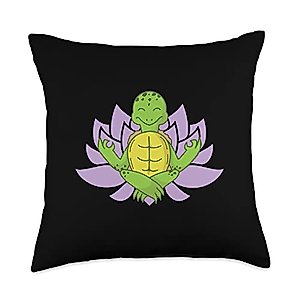 Turtle reptile carapace old Sauropsida Testudines Turtle Meditating Reptile Water Animal Throw Pillow, 18x18, Multicolor