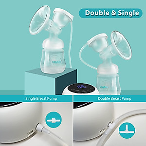 Cozytots Double Electric Breast Pumps Portable Rechargeable Battery Operated Breast Feeding Pump 9 Suction Levels with High Definition Display Touch Panel 5 Milk Bags 2 Adapters