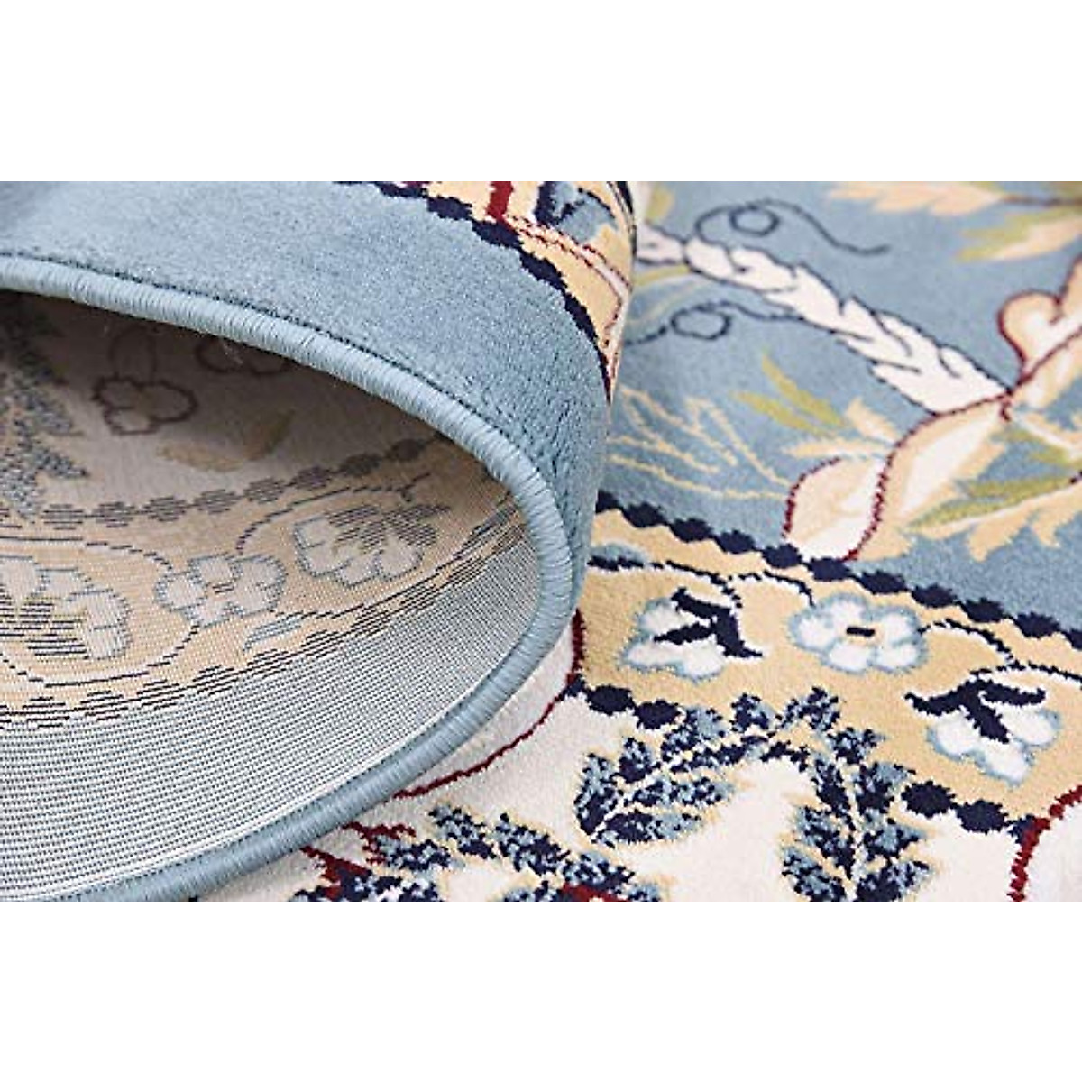 Unique Loom Narenj Collection Classic Traditional Textured Hunting Design Area Rug, 8 ft x 10 ft, Blue/Tan