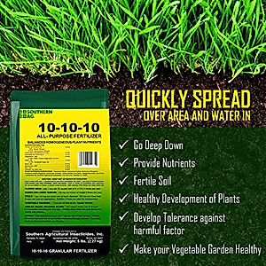 Southern Ag Fertilizer 10-10-10 - All-purpose Granular Fertilizer - organic fertilizer – Fertilizer for vegetable garden & Flowerbed Roses & Large Shrubs and Fruit Trees- Available with Premium Quality Centaurus AZ Gloves-5LB