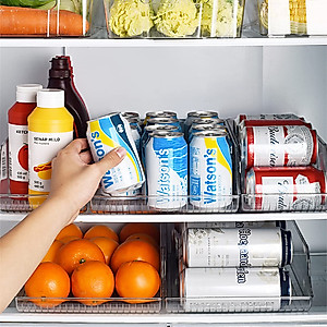 Xicennego Pop-Up Soda Can Dispenser Storage Organizer Bin (2pack-Large&Small) PET Can Holder Storage Beverage Canned Food Organizer For Kitchens Refrigerators Counters Freezers Shops Camping RVs