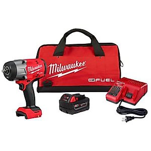 Milwaukee 2967-21B M18 FUEL 18V Lithium-Ion Brushless Cordless 1/2 in. Impact Wrench w/Friction Ring Kit w/One 5.0 Ah Battery and Bag.