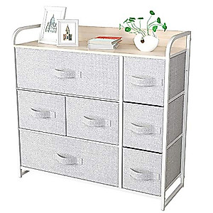 YITAHOME Fabric Dresser with 7 Drawers- Furniture Storage Tower, Chest of Drawer, Organizer Unit for Bedroom, Living Room & Closets - Sturdy Steel Frame, Easy Pull Fabric Bins & Wooden Top