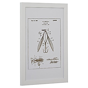 Amazon Brand – Stone & Beam Modern Gold Ink Reprint of Fishing Lure Patent, White Frame, 15" x 21"