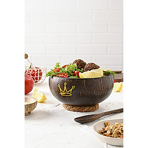 CocoNat Hand-painted Coconut Bowls with Spoon Set and No-Wobble Holders for serving Smoothies, 100% Natural - Durable - Eco Friendly, Handmade Organic Coconut Shells (Mermaid)