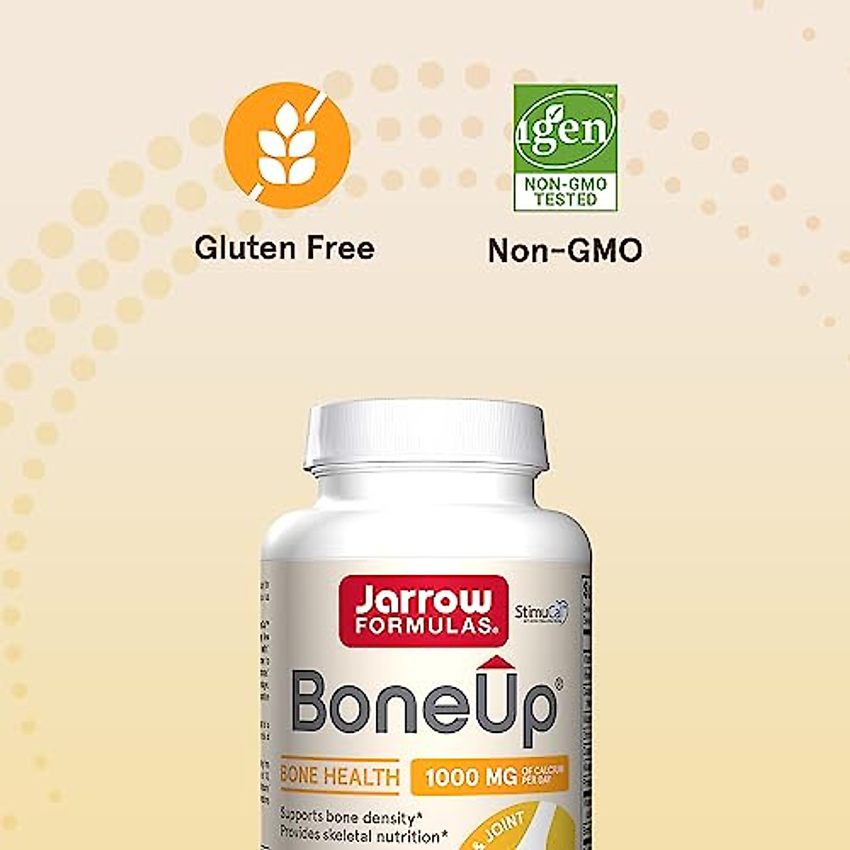 Jarrow Formulas BoneUp - 240 Capsules - 120 Servings - For Bone Support & Skeletal Nutrition - Includes Naturally Derived Vitamin D3, K2 (as MK-7) & 1000 mg Calcium - Gluten Free - Non-GMO