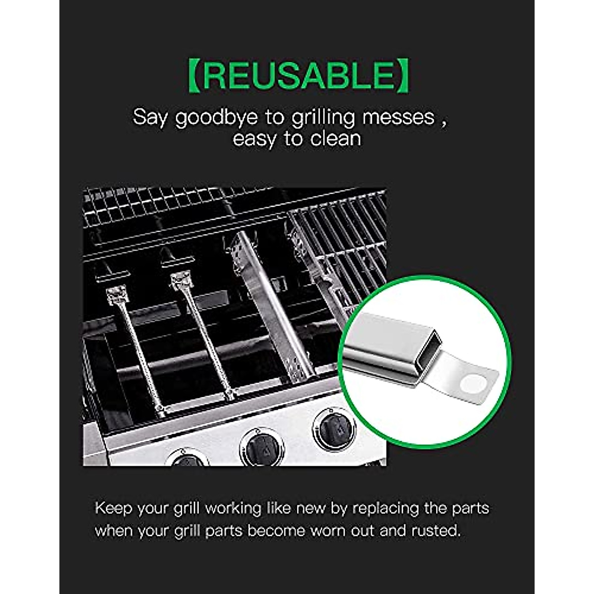 Dtong Universal Crossover Tubes,Replacement for Charbroil Advantage 463344116,463241113,463449914,Nexgrill 720-0830h and Others Most Grills Crossover. Adjust from 5in to 8in(3-Pack),6.18x2.4x2.13 in