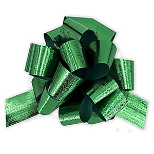 Instabows Gift Bow Metallic Style Finish - Easy to Use Pull String Bows for Wrapping - 5 Inch - Green - Perfect for Beautiful Presents 5 Pack of Pull Bows