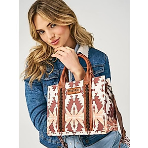 Wrangler Purse for Women Boho Aztec Tote Bag Hobo Shoulder Top Handle Handbags with Wide Guitar Strap christmas gift fall collection XY7 WG2203-8120SLCF