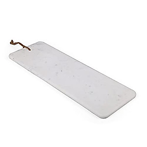 BIRDROCK HOME 23" Marble Serving Board | 100% Natural, Premium Marble | 23" L x 8" W | Charcuterie Board for Party Appetizers | Kitchen Platter for Food | Fruit Display - White