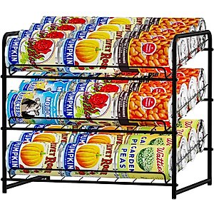 Simple Trending Can Rack Organizer, Stackable Can Storage Dispenser Holds up to 36 Cans for Kitchen Cabinet or Pantry, Black