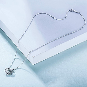 CHICLOVE Four Generations Necklace for Great Grandmother - Sterling Silver Four Circles Generation Necklace Gifts for Great Grandma (Four Generation Necklace)